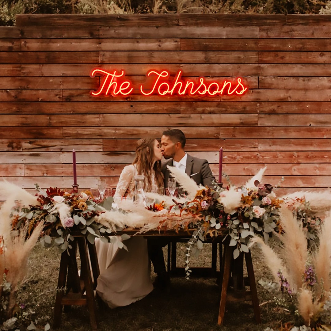 Personalized LED Neon Last Name Wedding Sign Custom Light up Wedding ...
