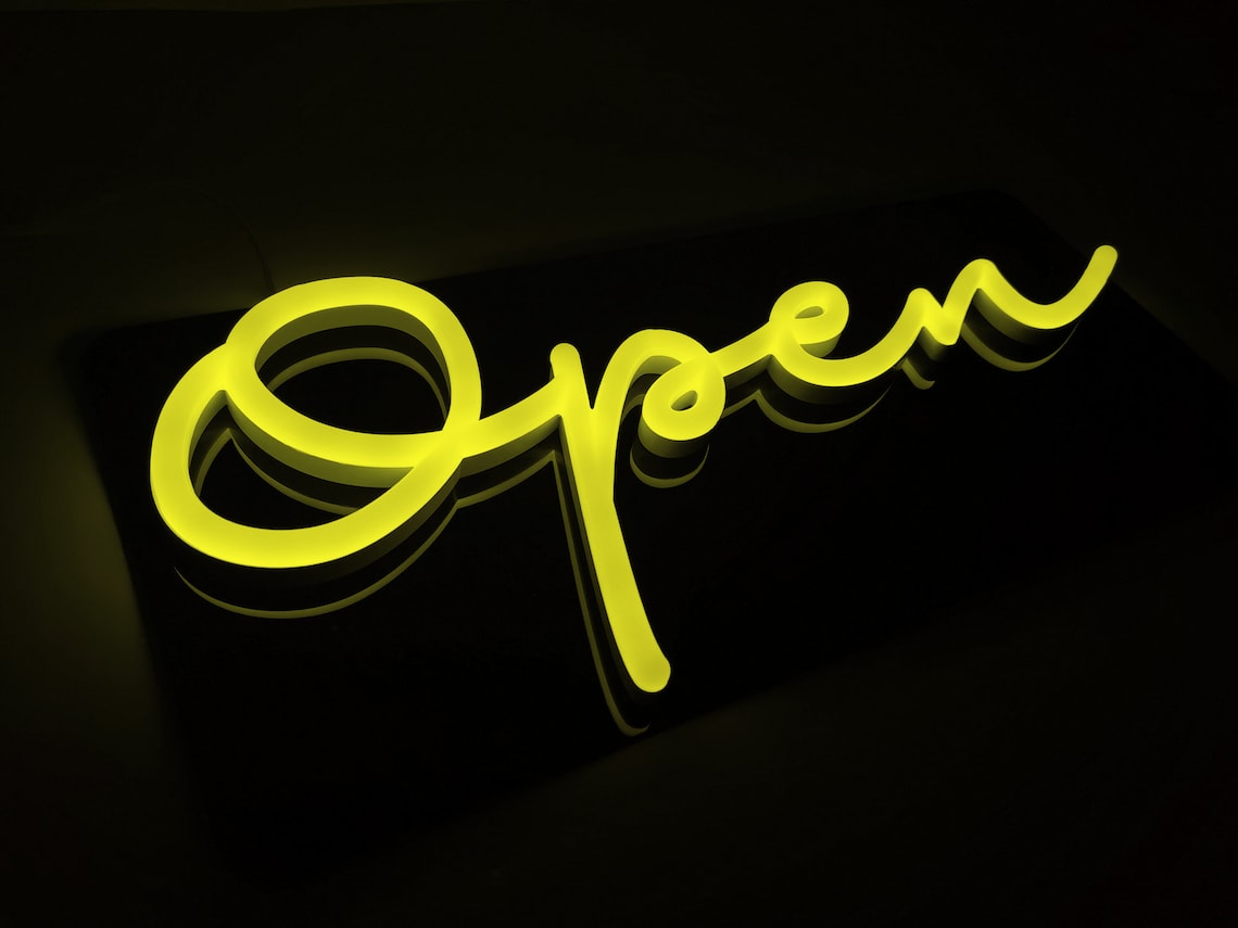 Yellow Neon OPEN Sign for Business LED Open Light Sign on - Etsy