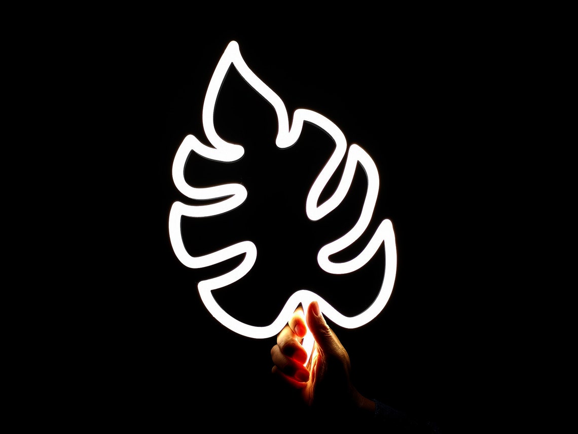 Tropical Leaf LED Neon Sign Cool White Leaf Neon Green Leaf | Etsy