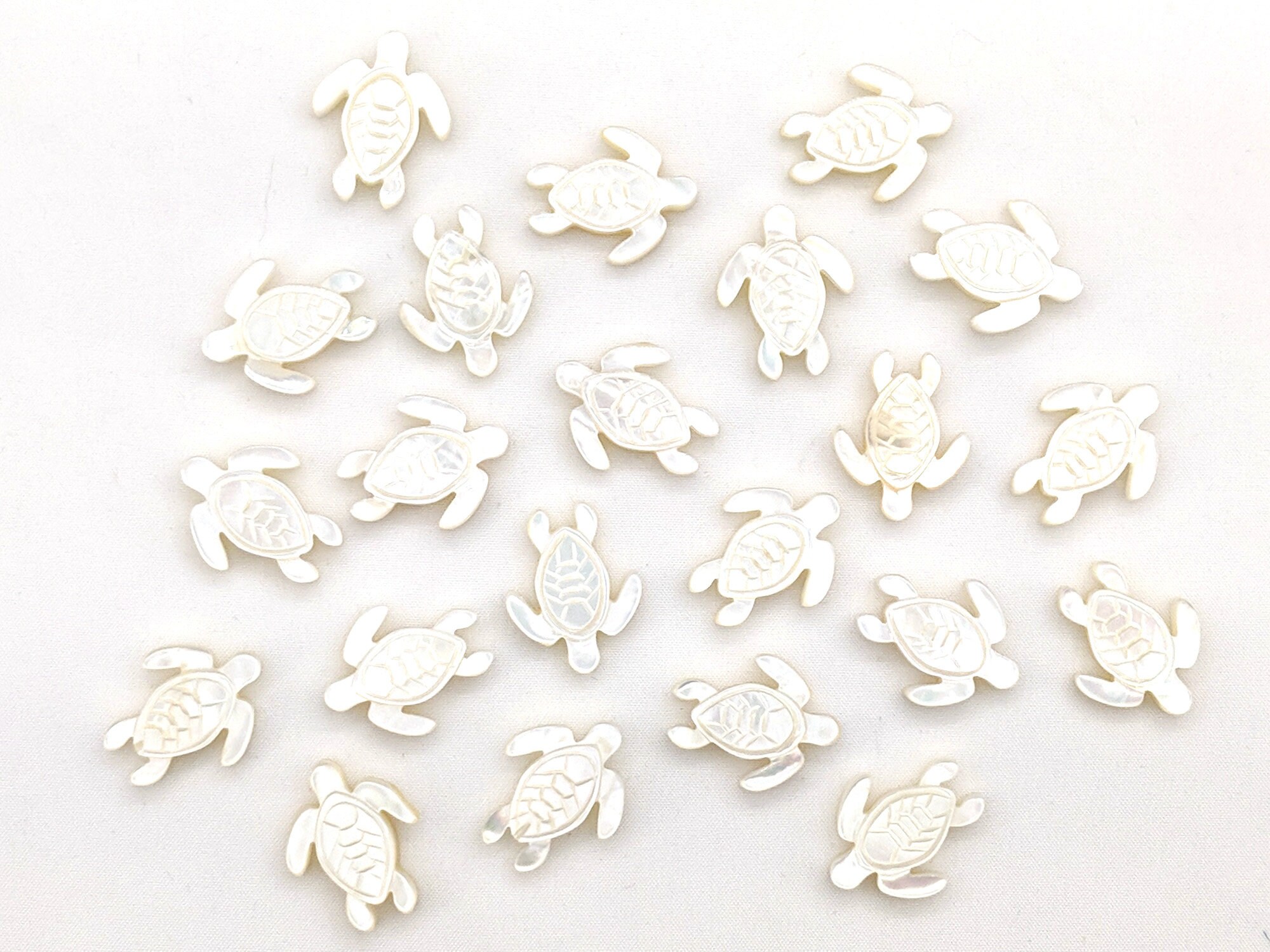 White Mother of Pearl Carved Sea Turtle Shell Single Bead - 20mm - Itty ...