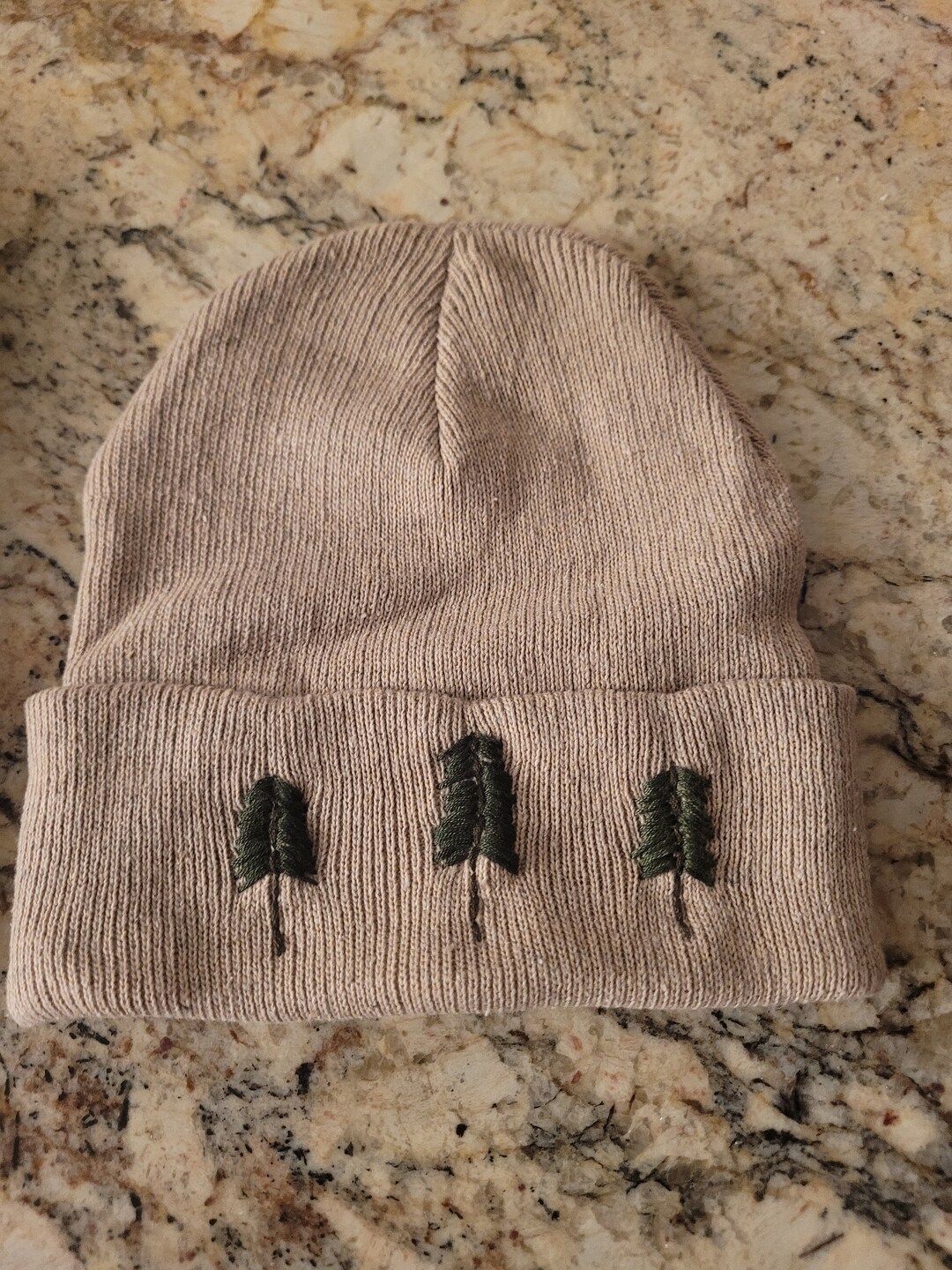 Beanie - Hand Embroidered Pine Trees - Etsy