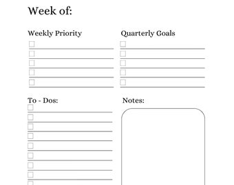 Printable Weekly Checklist To-do-list Black and White - Etsy UK