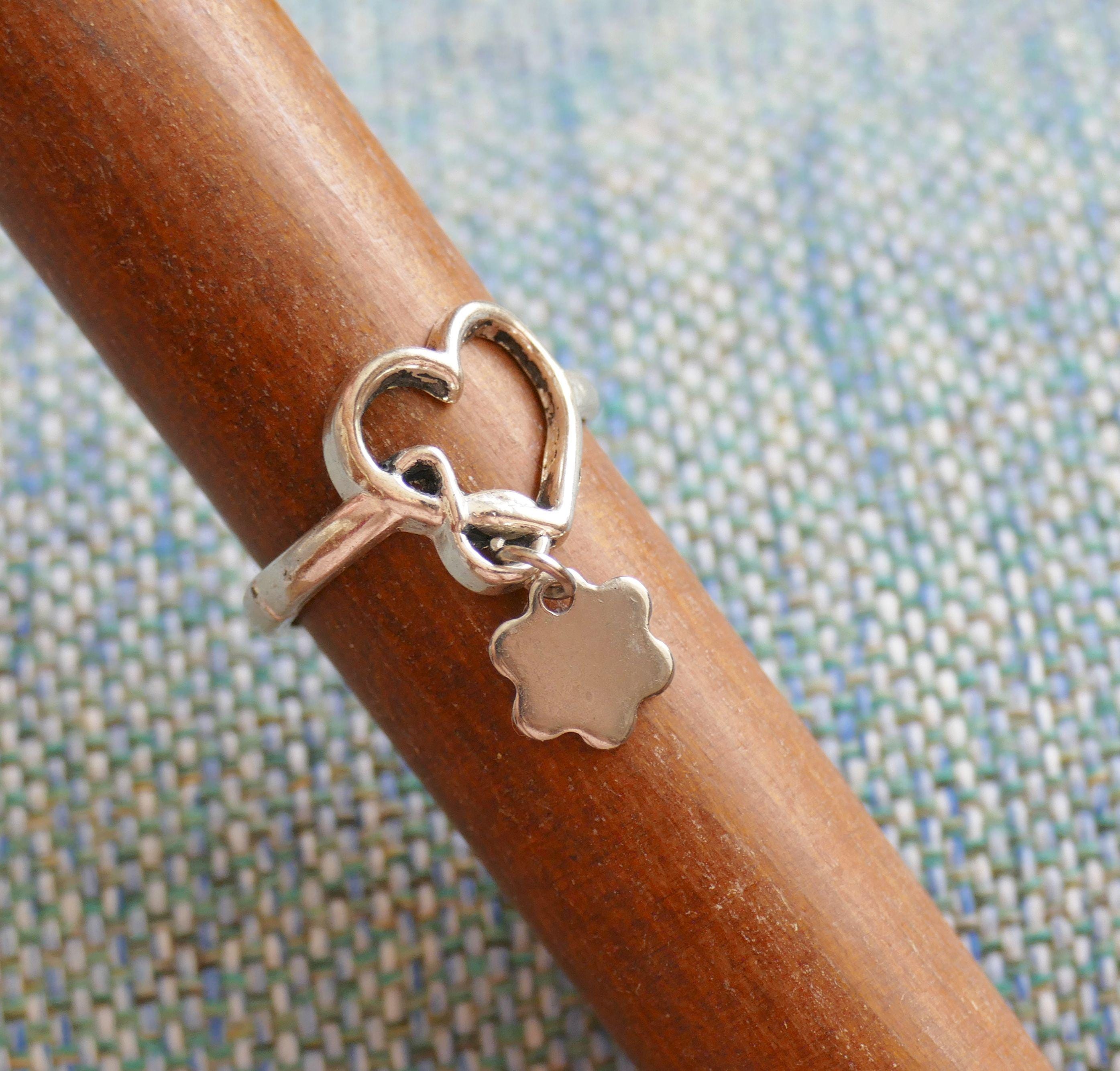 Charm Dangle Open Heart 7 Styles Rings, Antique Silver Tone J125 - Etsy