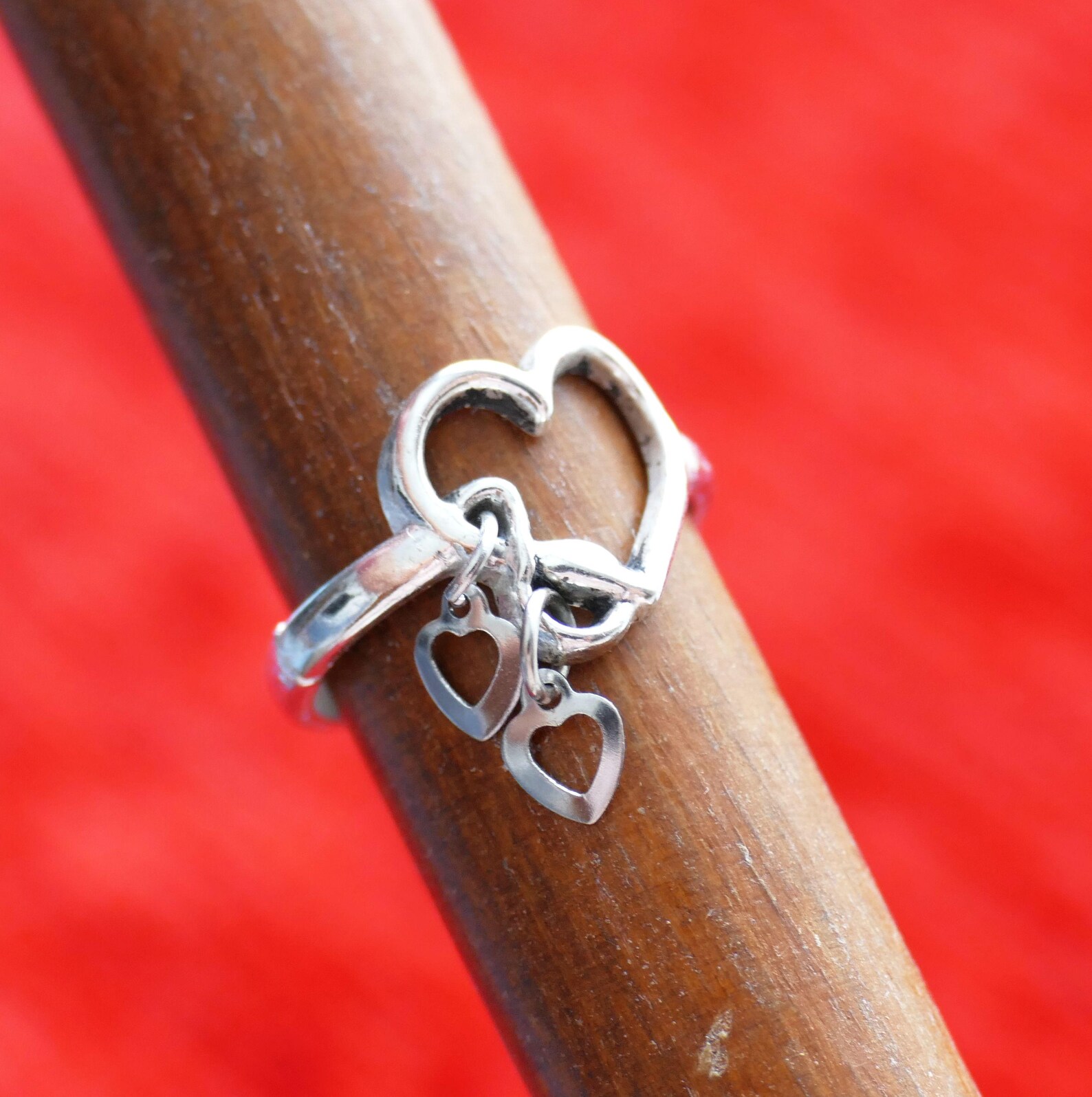 Charm Dangle Open Heart 7 Styles Rings, Antique Silver Tone J125 - Etsy