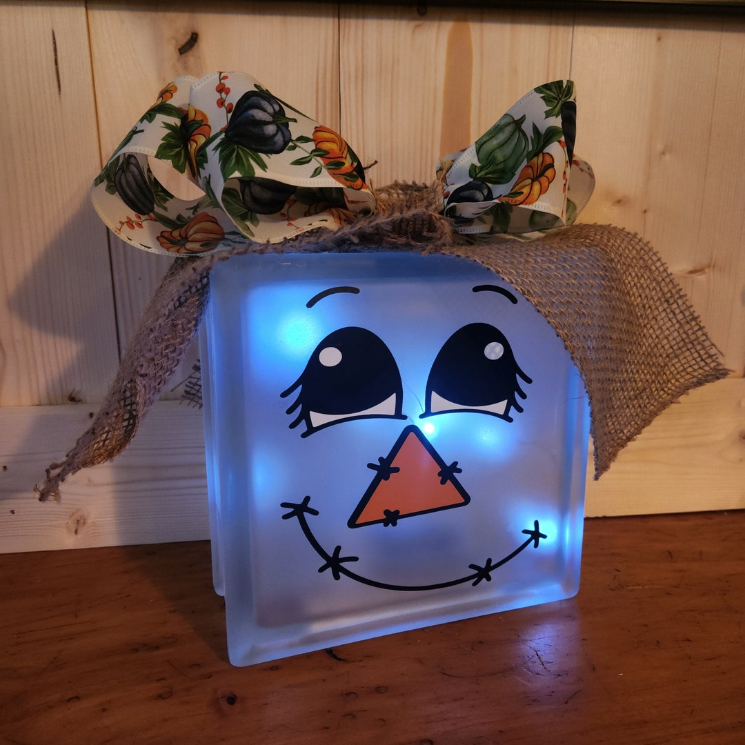 Snowman Lighted Christmas Glass Block Etsy