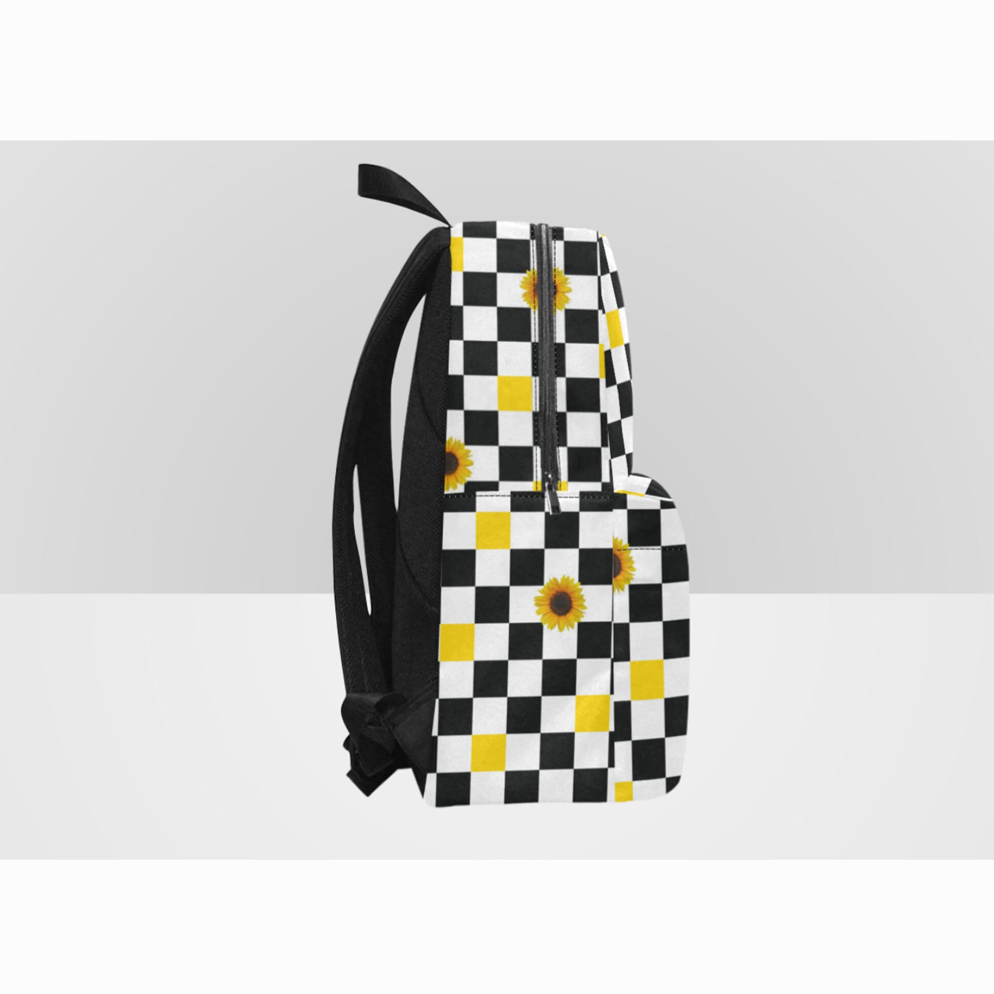Checkered Sunflower Backpack Black and Yellow Checkers Cool - Etsy