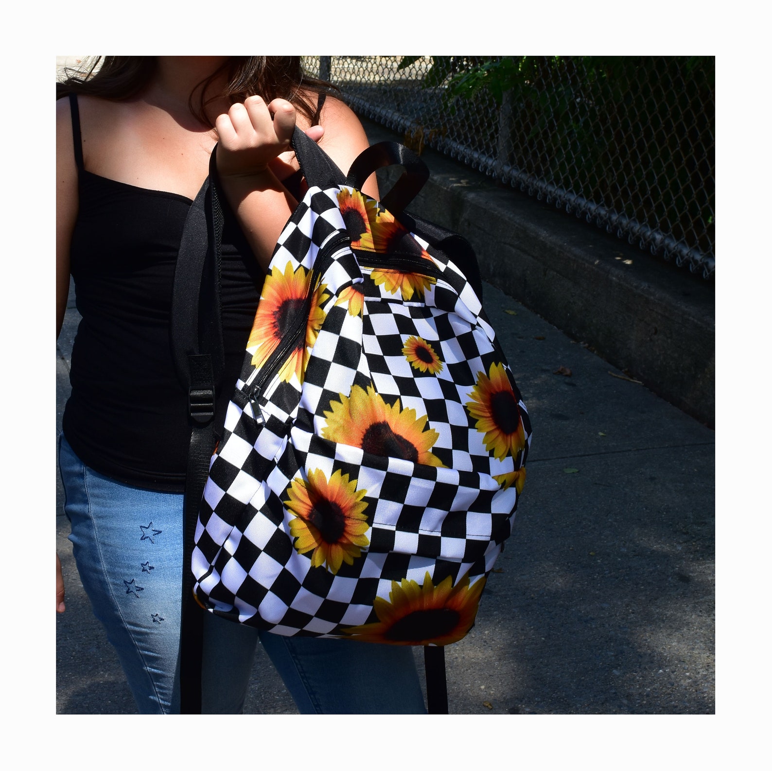 Sunflowers Checkered Backpack Lunch Bag Pencil Case Back to - Etsy