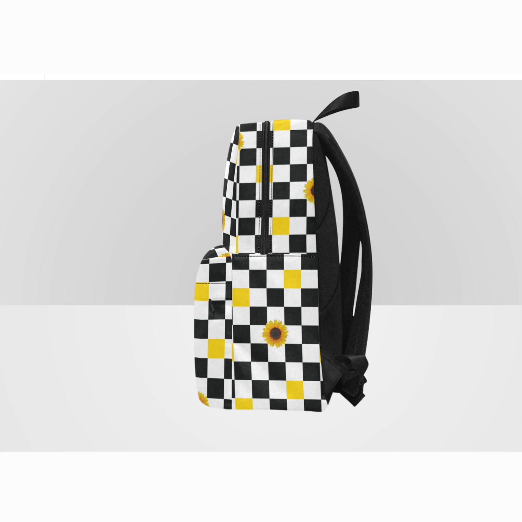 Checkered Sunflower Backpack Black and Yellow Checkers Cool - Etsy