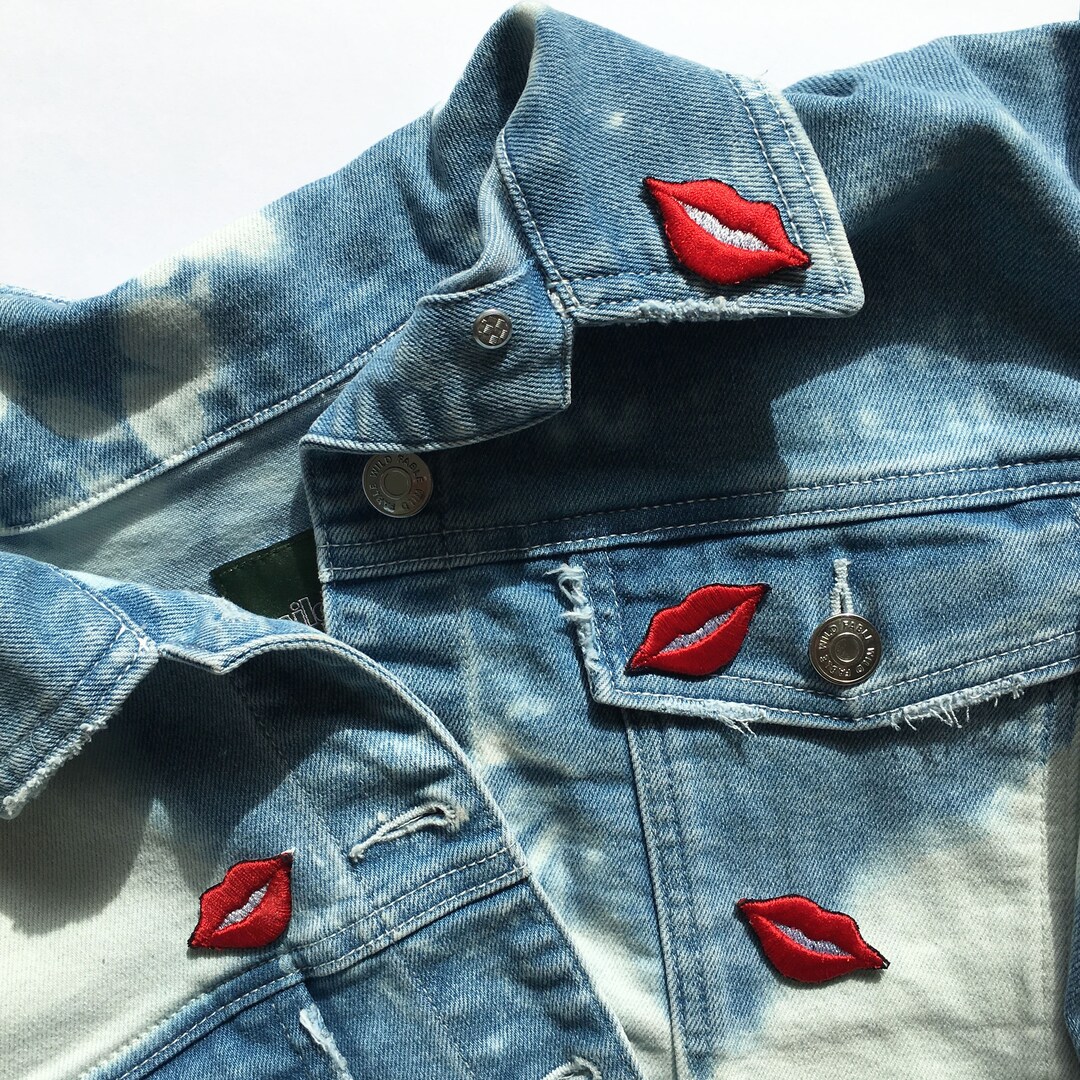 Red Lips Patches, Set of Four Patches for Jeans, Denim Jackets or Bags ...