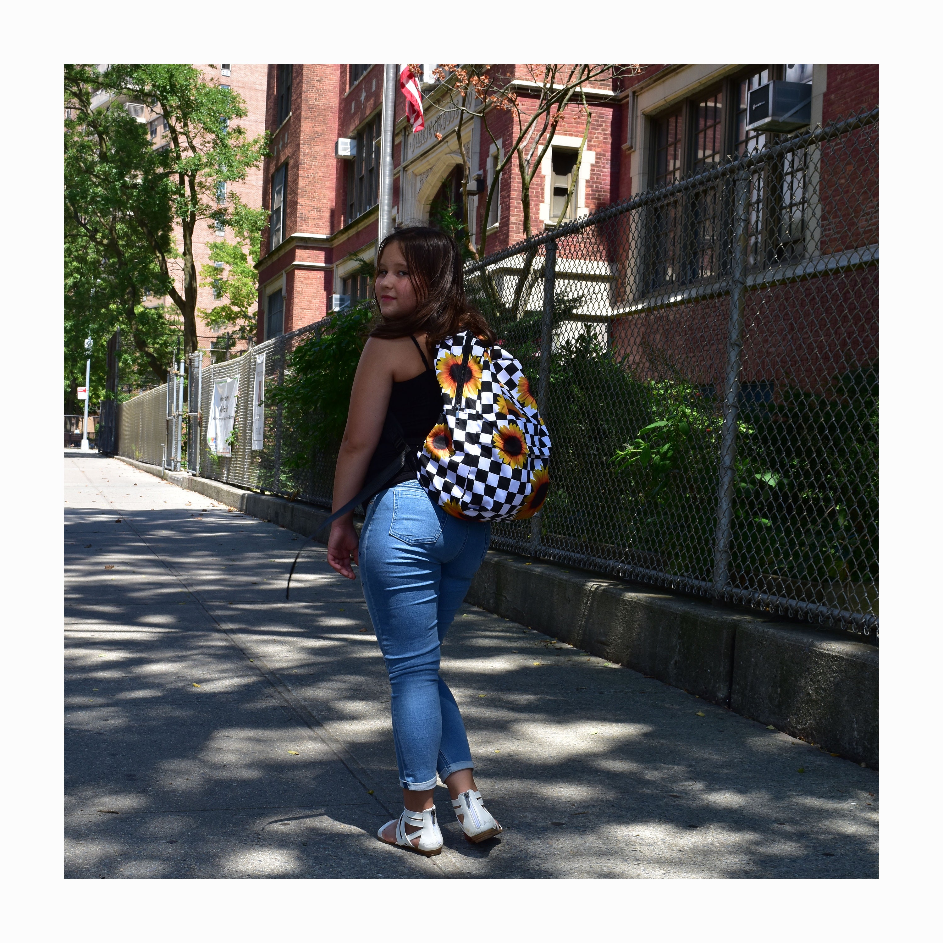 Sunflowers Checkered Backpack Back to School Bookbag for - Etsy