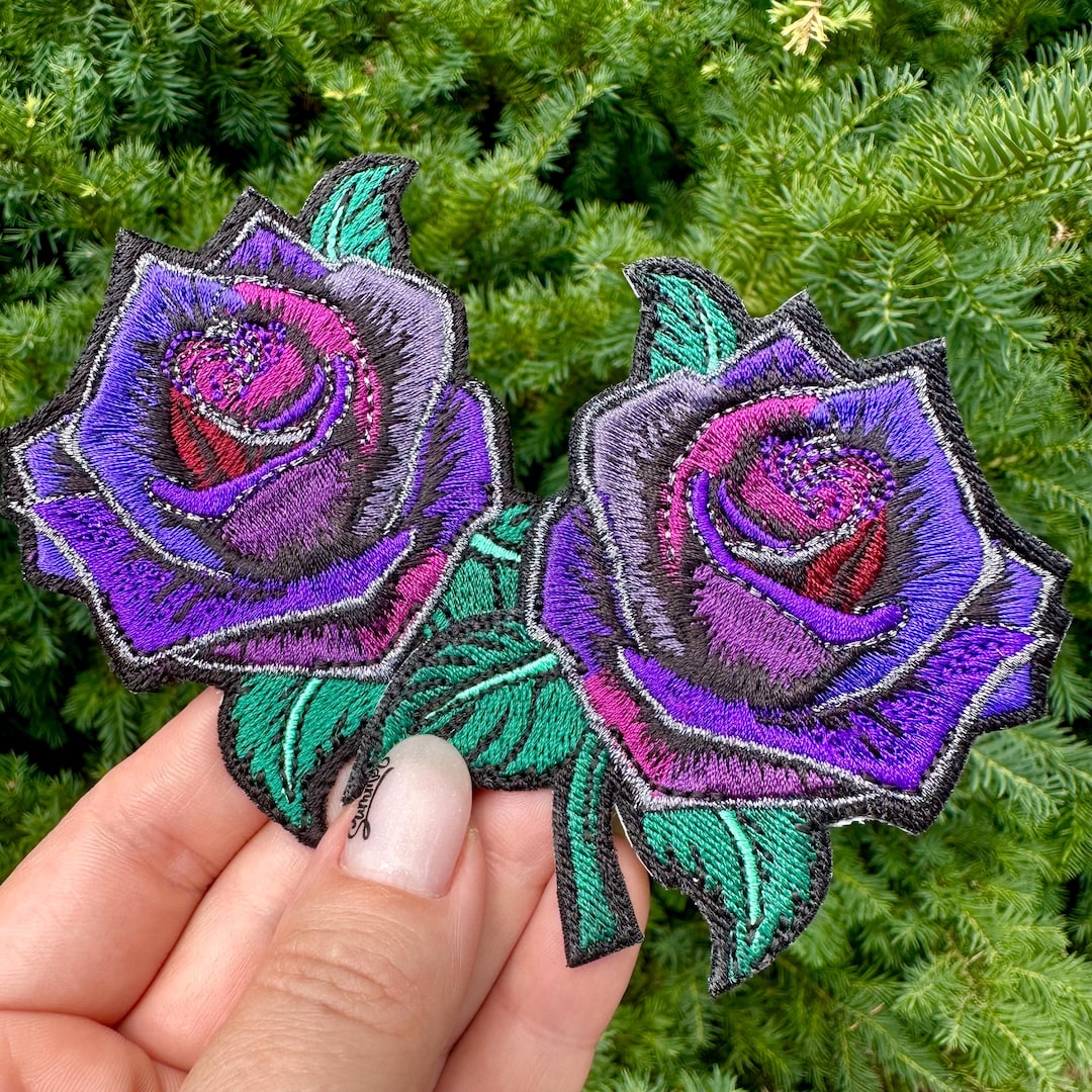 Purple Rose Patches, Custom Embroidery - Etsy