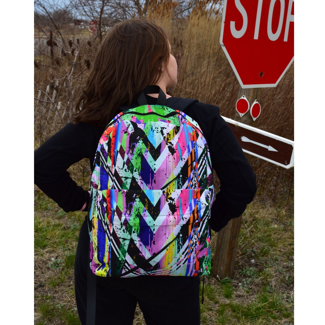 Abstract V-lines & Splashes Backpack, Back to School Cool Rucksak for ...