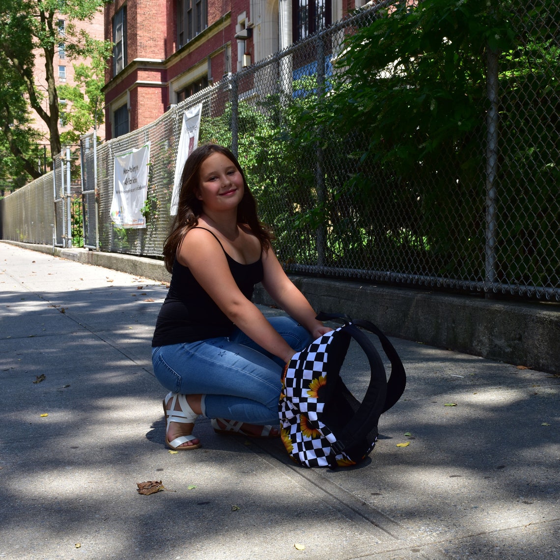 Sunflowers Checkered Backpack, Back to School Bookbag for Girls, Back ...
