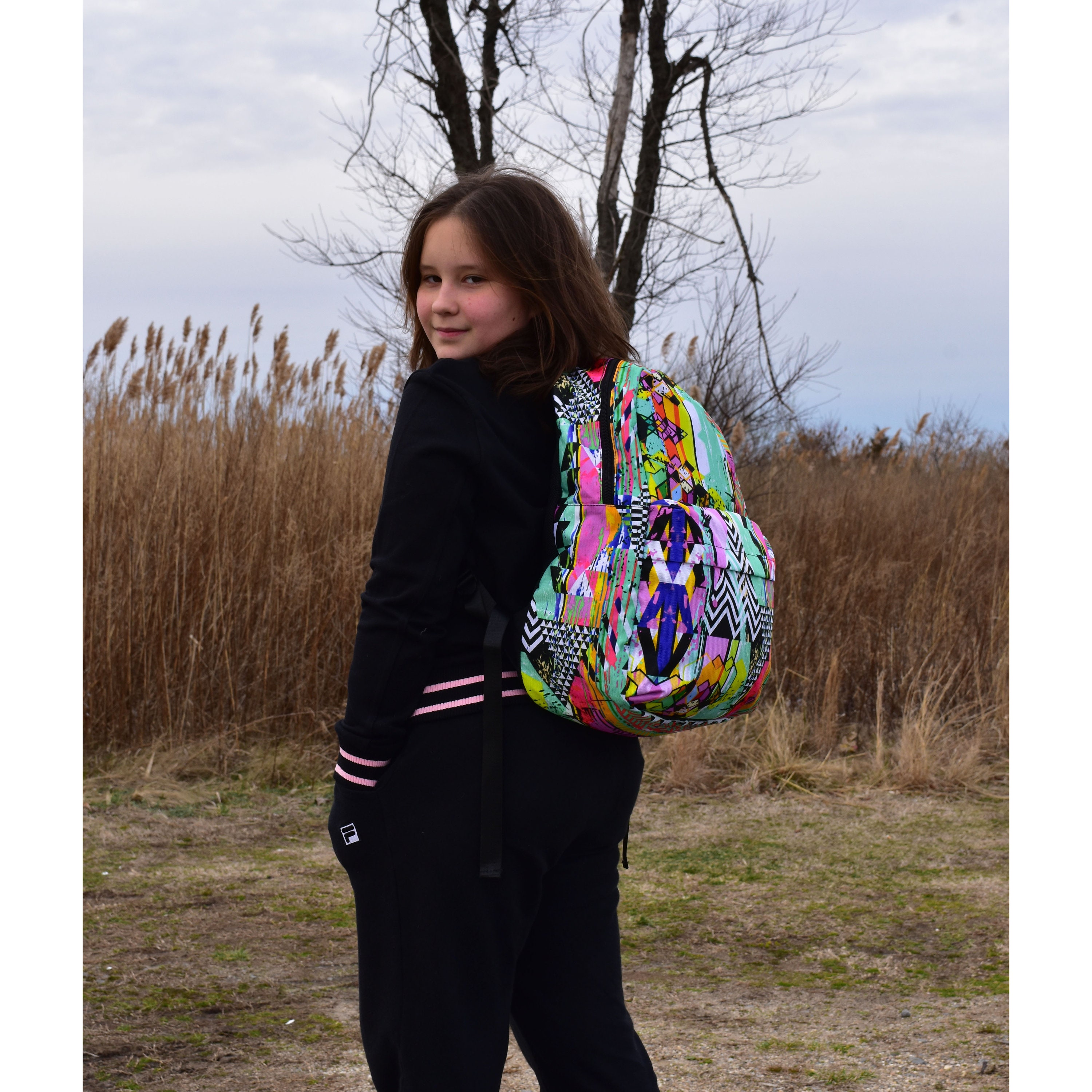 Abstract Design Backpack, Back to School Colorful Design Bookbag, Cool ...