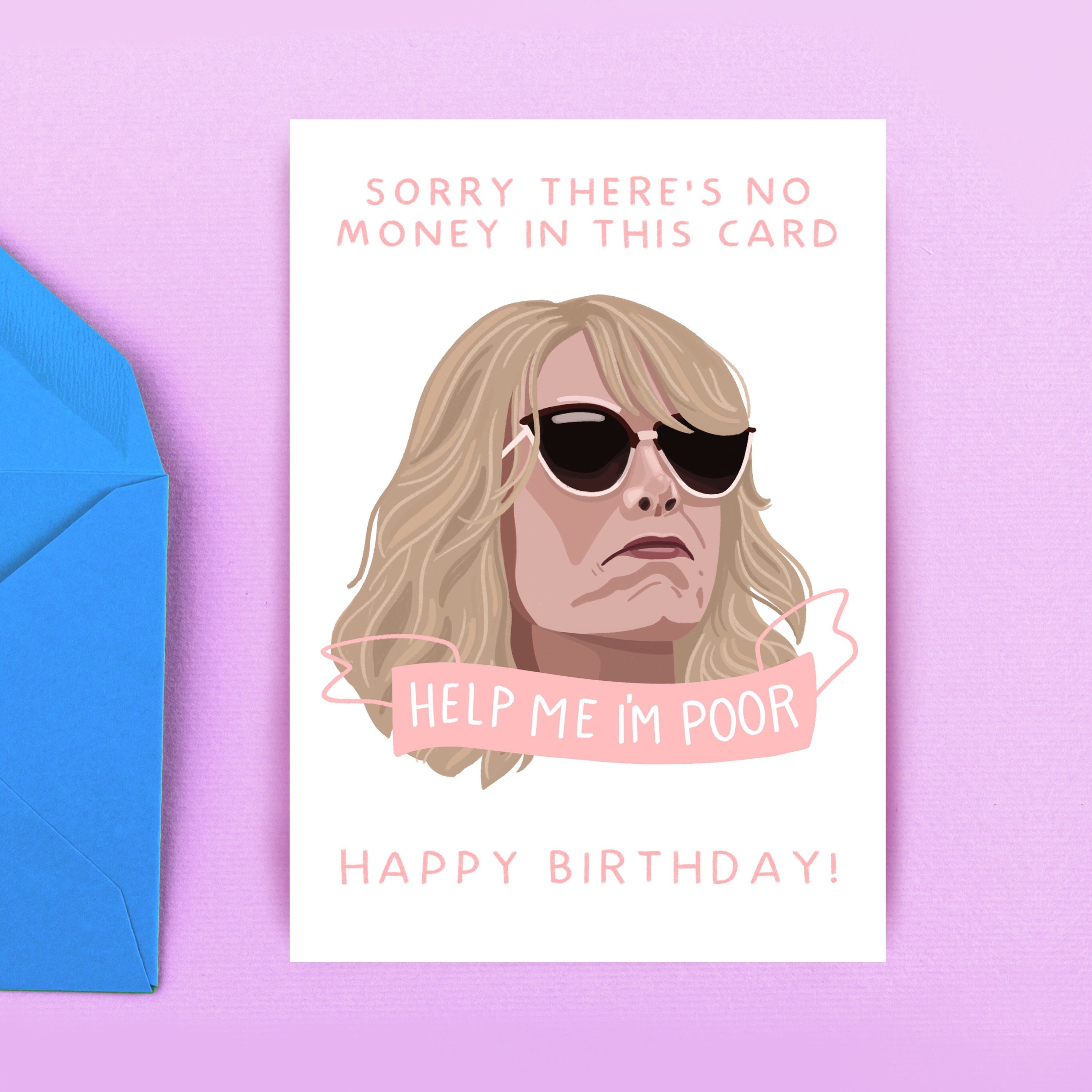 Bridesmaids Birthday Card Help Me Im Poor Meme Funny Joke - Etsy Canada