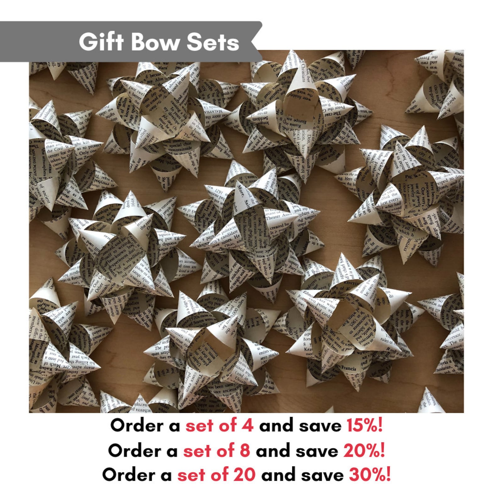 Package Bows Gift Bows Handmade Gift Bows Book Page Bows - Etsy