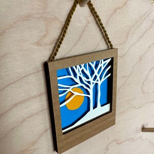 Tiny Art Tiny Artwork Tree Silhouette Small Art Prints Shadow Box Hand ...