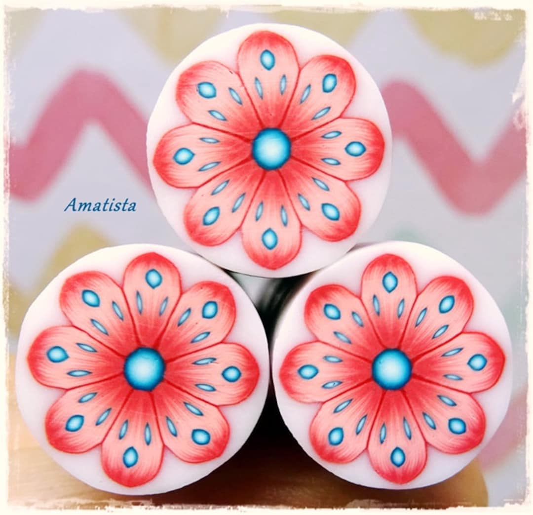Polymer Clay Flower Cane: Raw Polymer Clay Cane Millefiori Cane ...