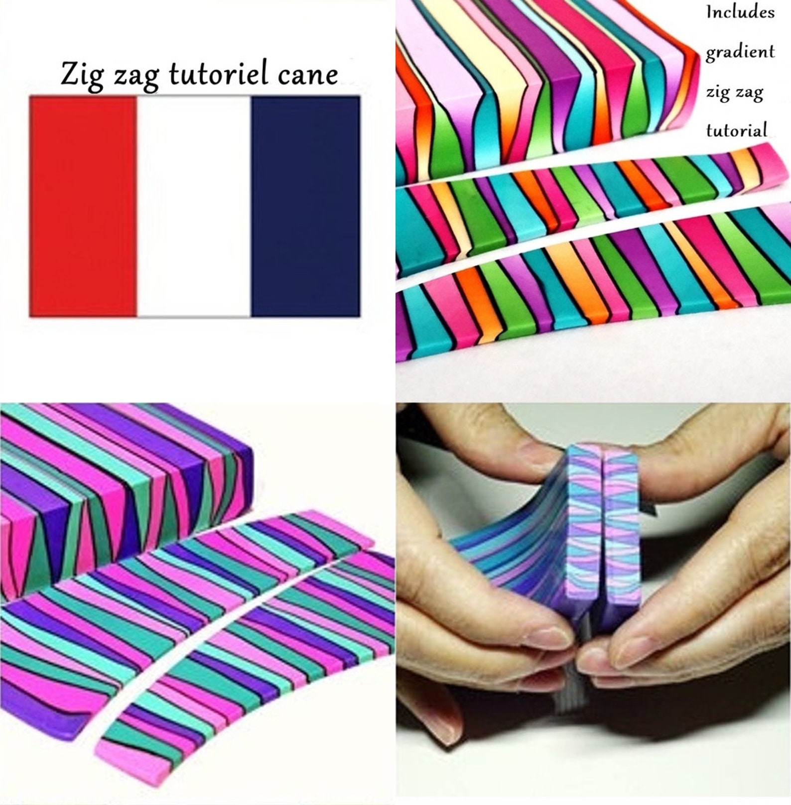 Polymer Clay Tutorial: Fimo Zig Zag Cane Zig Zag Cane - Etsy Canada