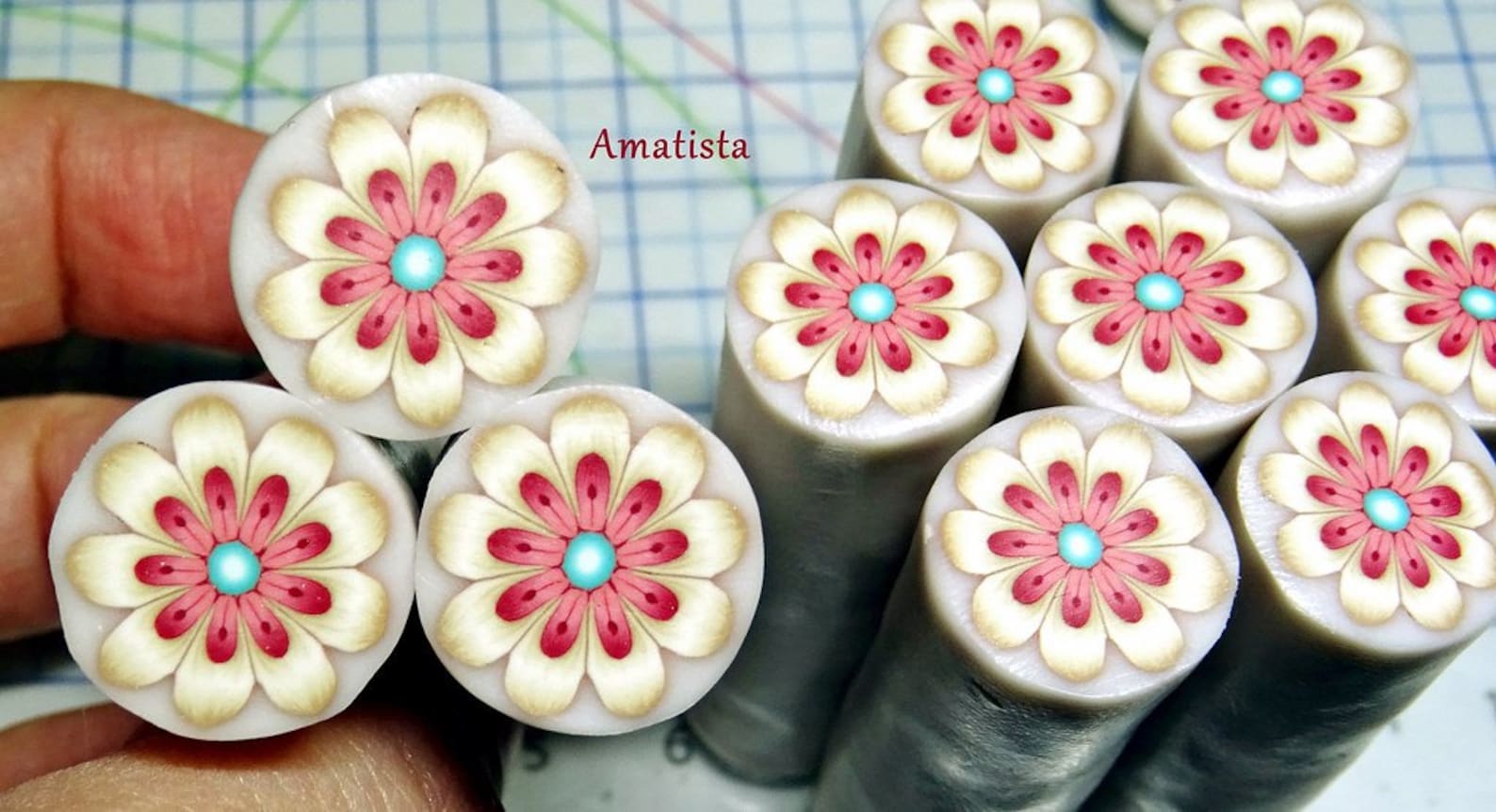 Fimo Anleitung: Fimo Blume Blume Cane Tutorial Fimo - Etsy.de