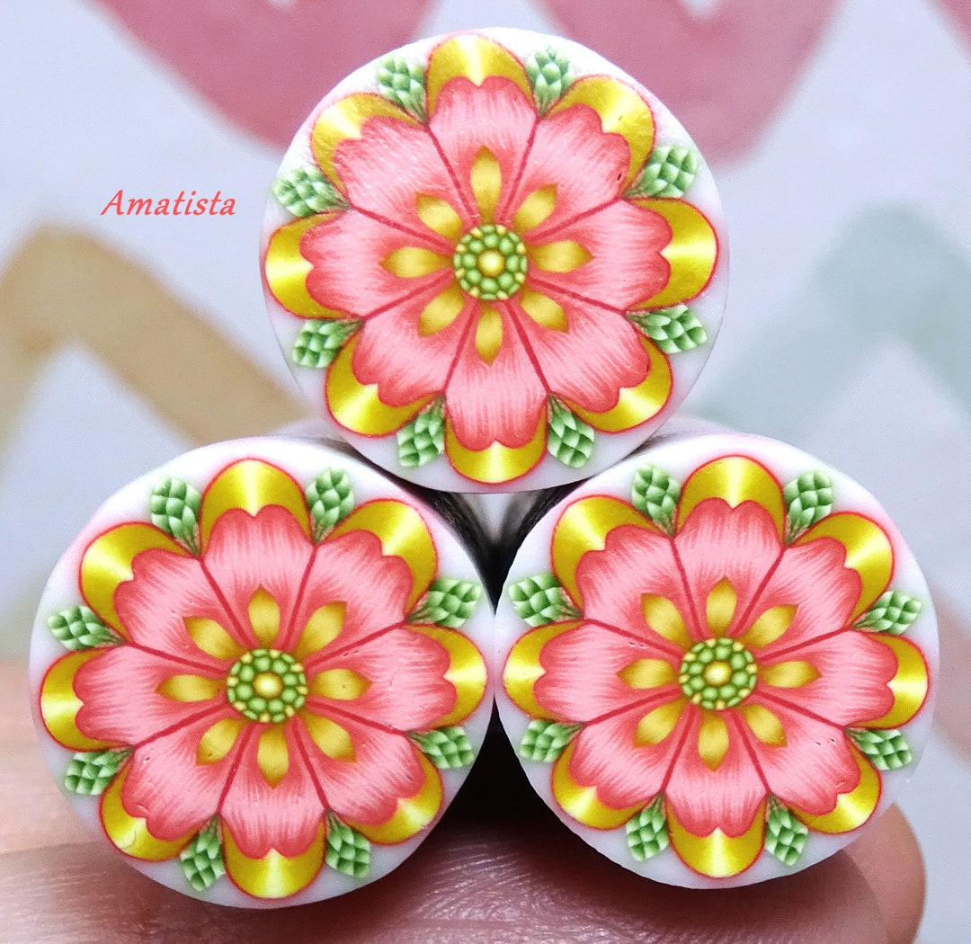 Polymer Clay Flower Cane: Raw Polymer Clay Cane - Millefiori Cane ...