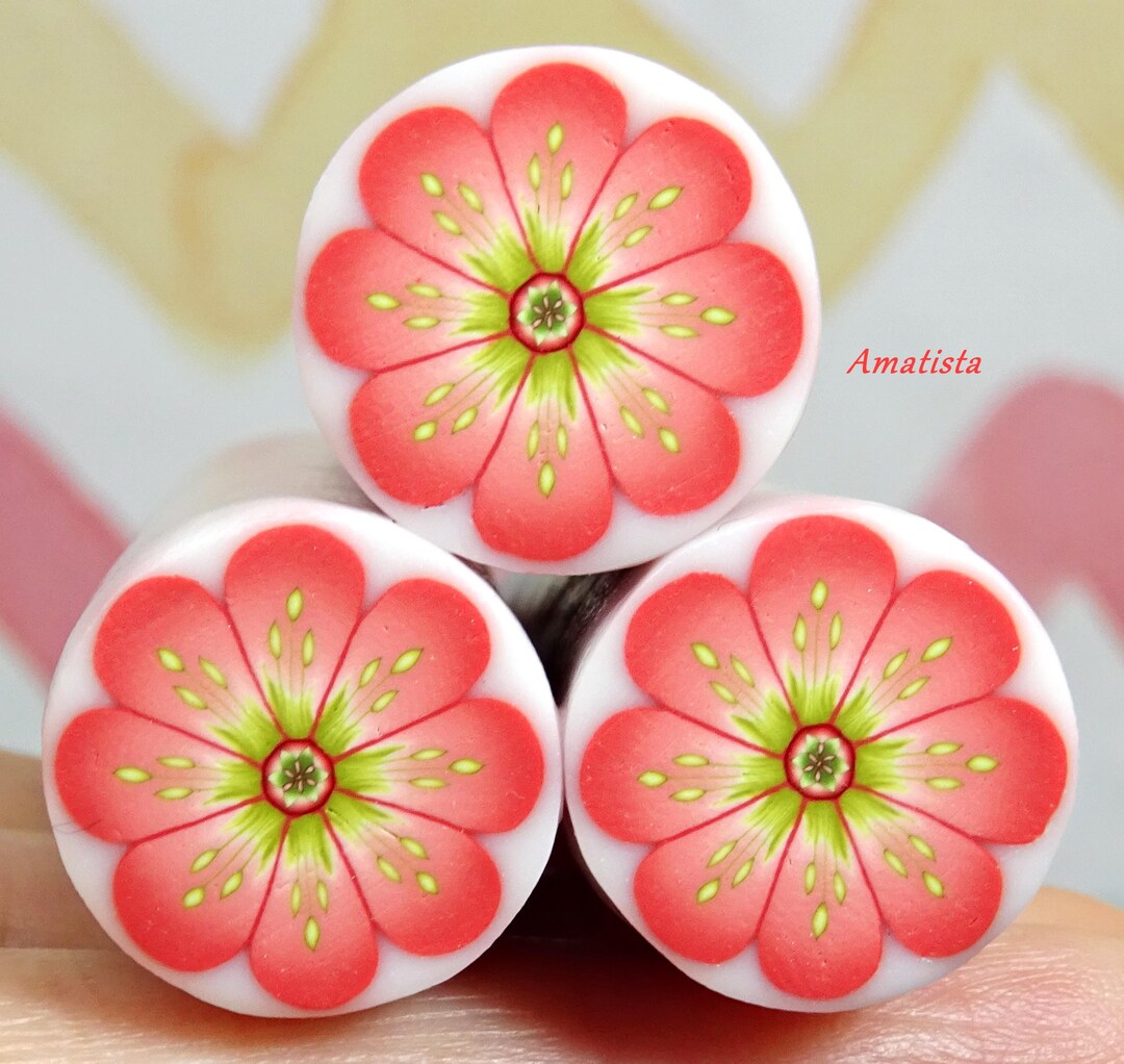 Polymer Clay Flower Cane: Raw Polymer Clay Cane - Millefiori Cane ...