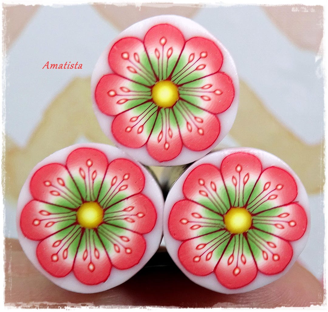 Polymer Clay Flower Cane: Raw Polymer Clay Cane - Millefiori Cane ...
