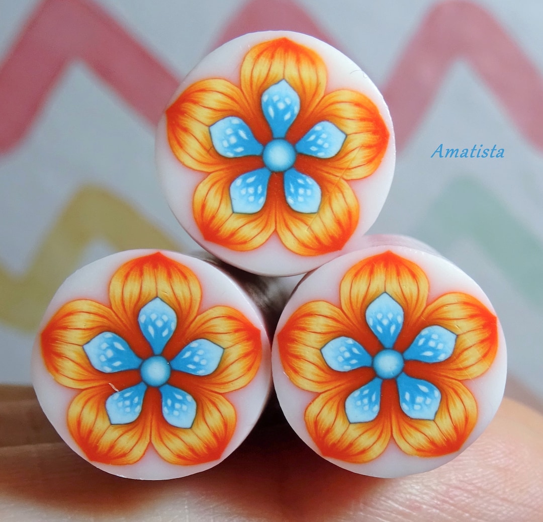 Polymer Clay Flower Cane: Raw Polymer Clay Cane - Millefiori Cane ...