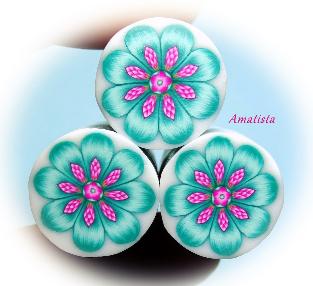 Polymer Clay Flower Cane: Raw Polymer Clay Cane Millefiori Cane ...