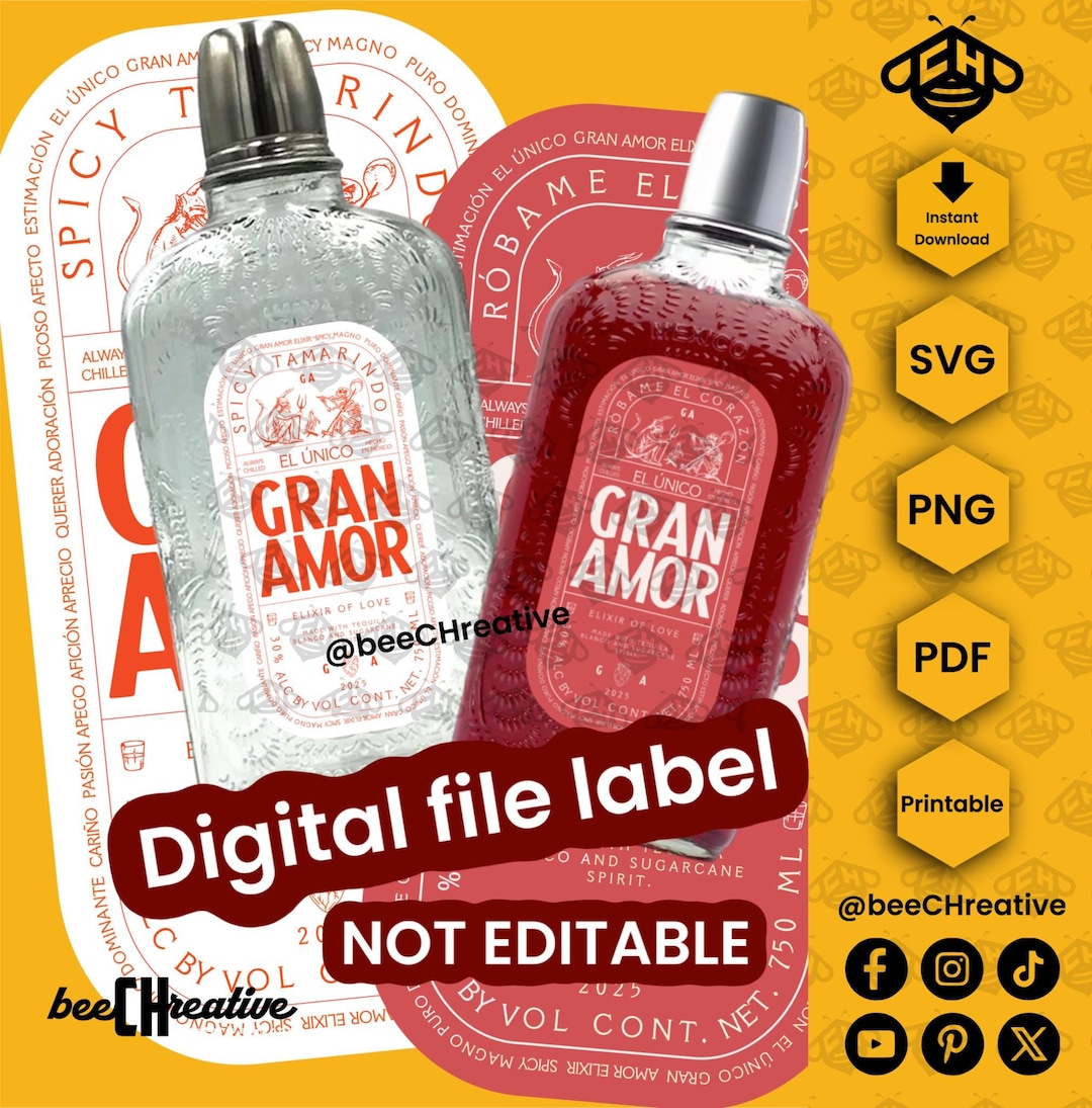 Digital File / PDF Printable, Gran Amor Liqueur, Gran Malo Tequila - Etsy
