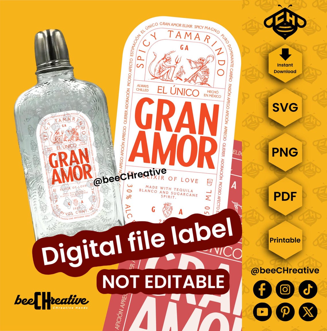 Digital File / PDF Printable, Gran Amor Liqueur, Gran Malo Tequila - Etsy