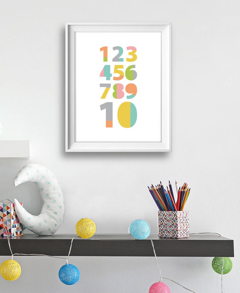 Numbers Kids Print, Playroom Decor, Kids Wall Art, Pastel Nursery Print ...