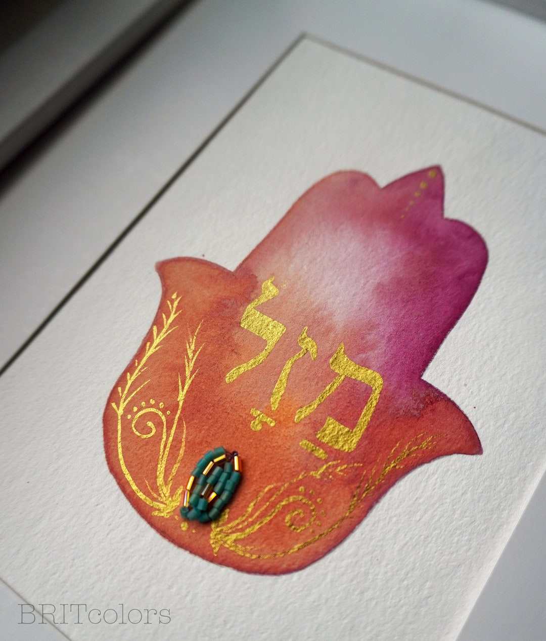 Hamsa Hand Watercolor Painting, Housewarming Judaica Wall Art Gift ...