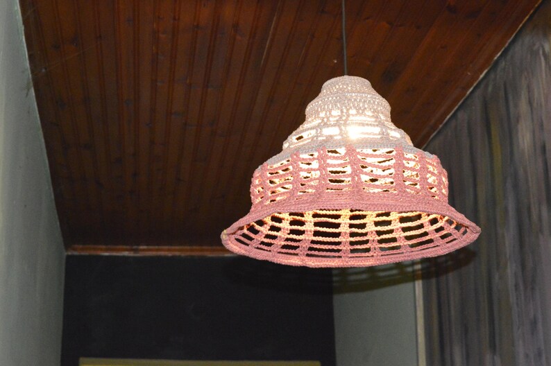 Boho Pendant Lamp Crochet Hanging Light Handmade Pendant Light Bohemian ...