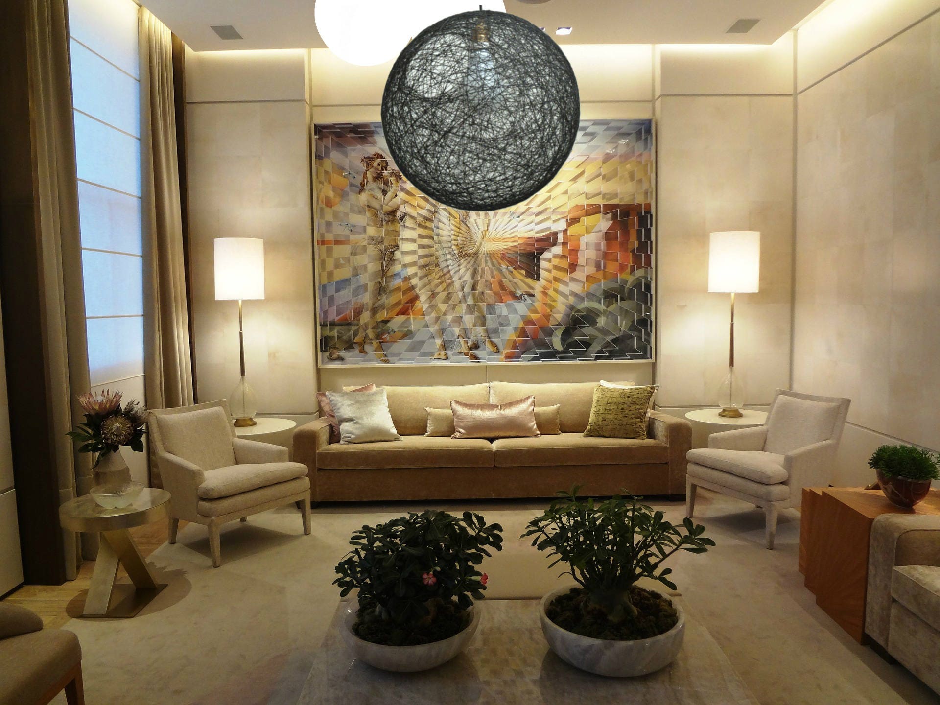 Giant Sphere Lighting Fixture, Globe Hanging Light. Modern Pendant Lamp ...