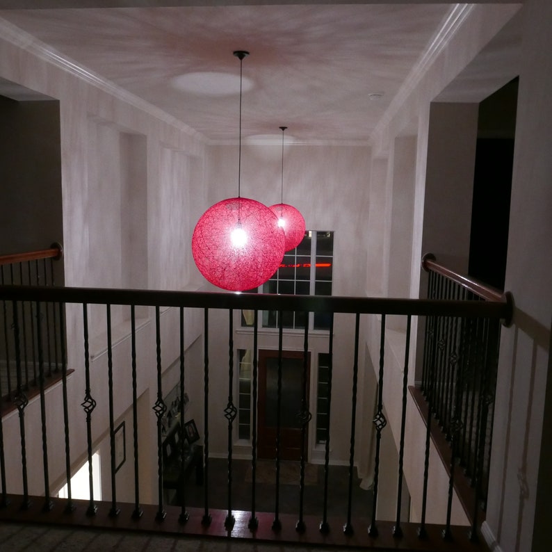 Red ceiling light. Sphere lighting fixture Big pendant light. | Etsy