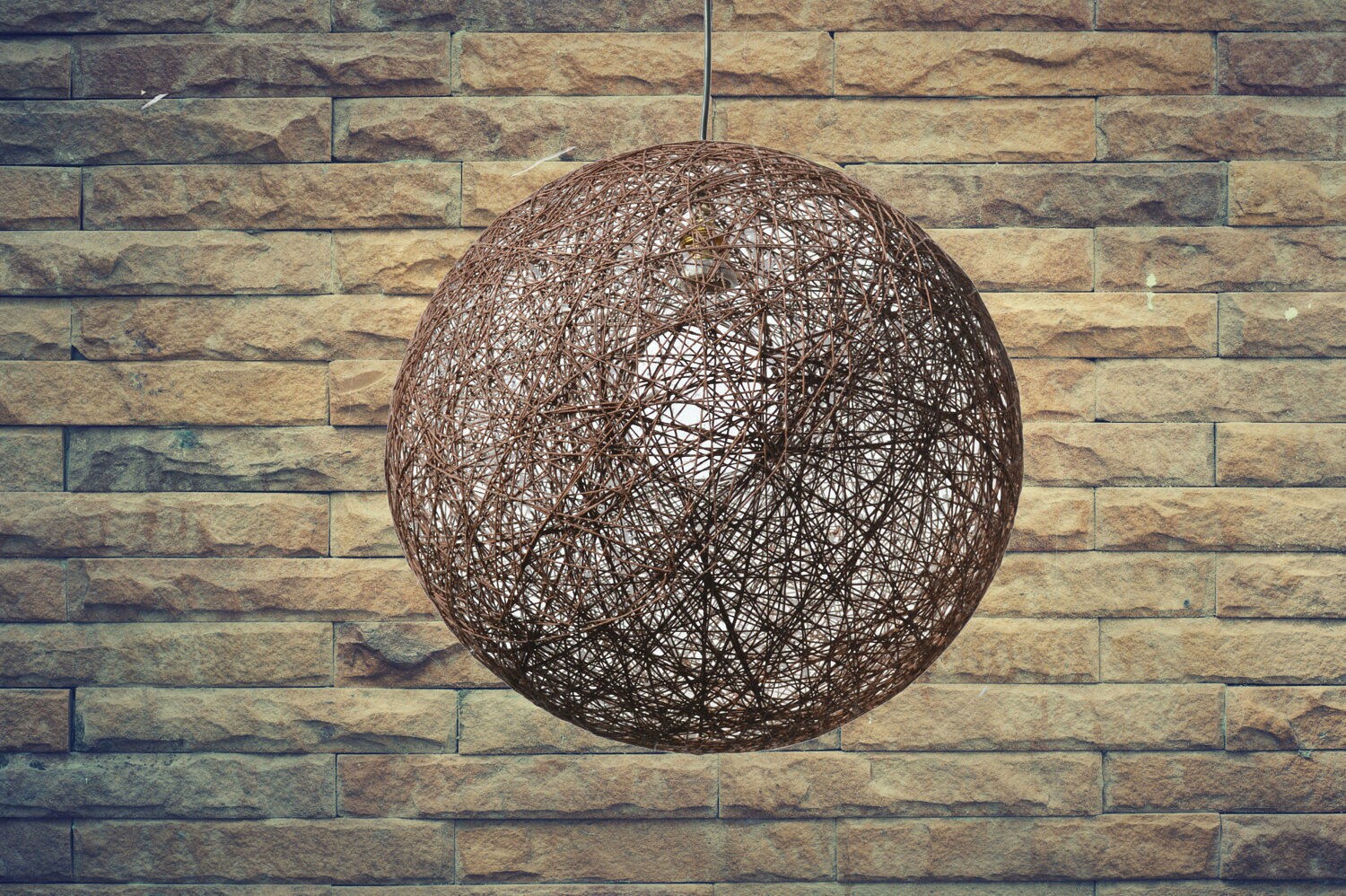 Brown String Shadow Lamp. Pendant Light, Globe Pendant Lamp, Design ...
