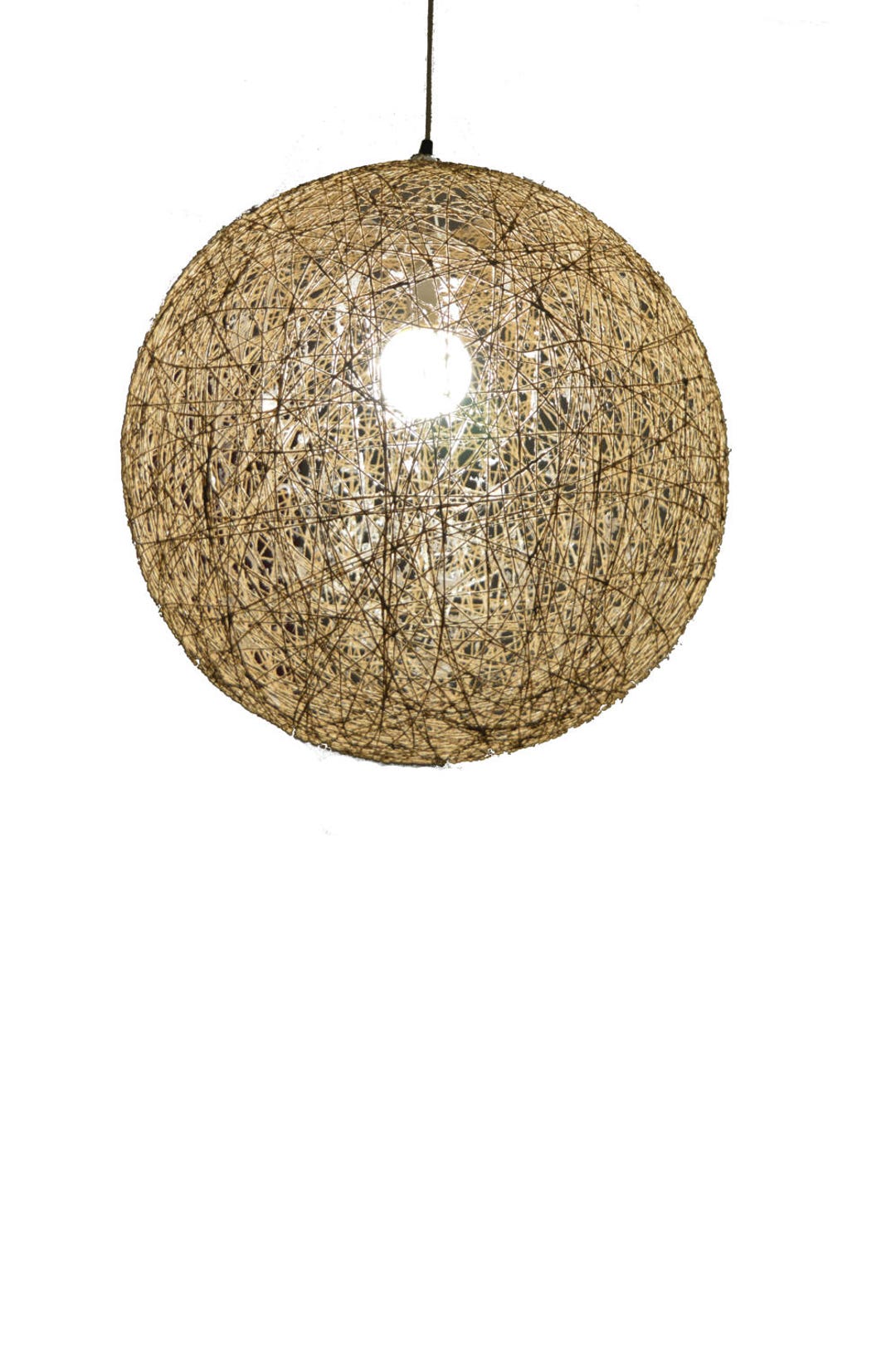 Hemp Sphere Pendant Light. Rustic Pendant Lamp, Hemp Lighting Fixture ...
