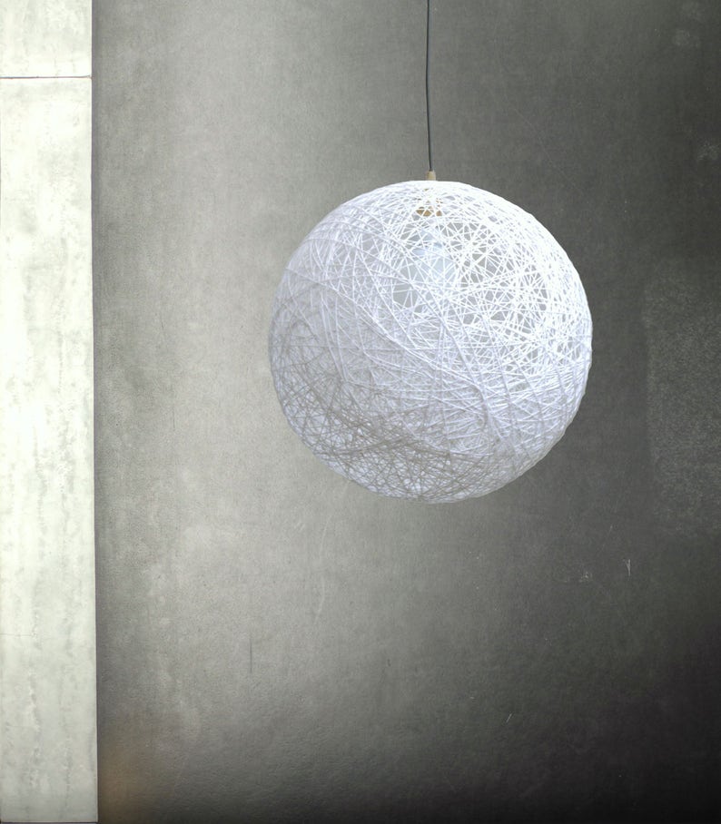 White Sphere Pendant Light: Modern Ball Lamp (40cm-16") - Etsy