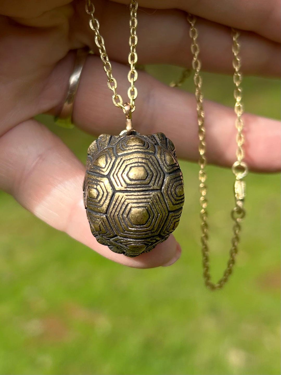TURTLE SHELL NECKLACE, Brass - Etsy