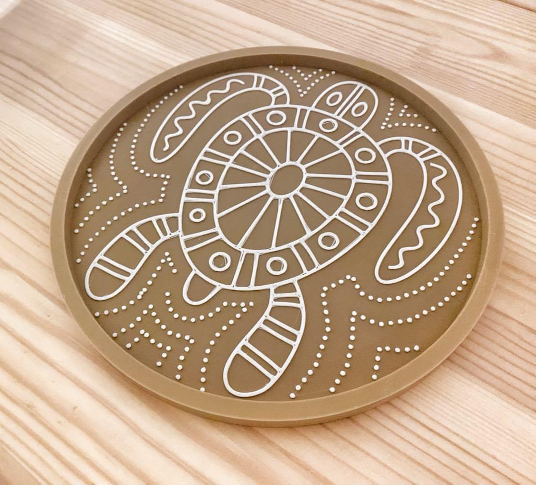 Aboriginal Art , Turtle Sensory Tray, Dot Art Round Sensory Tray ...