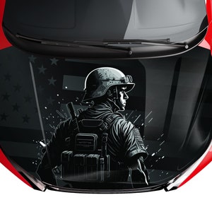 Military Soldier American Flag Hood Wrap Vinyl 52 X 72 10 Year 3m Wrap ...