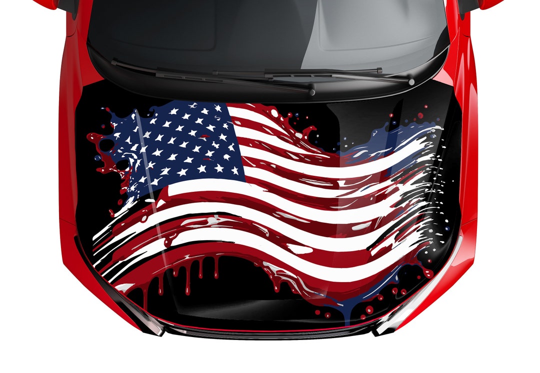 Customizable American Flag Style Hood Wrap Vinyl Custom Sizes VFRWB06 ...