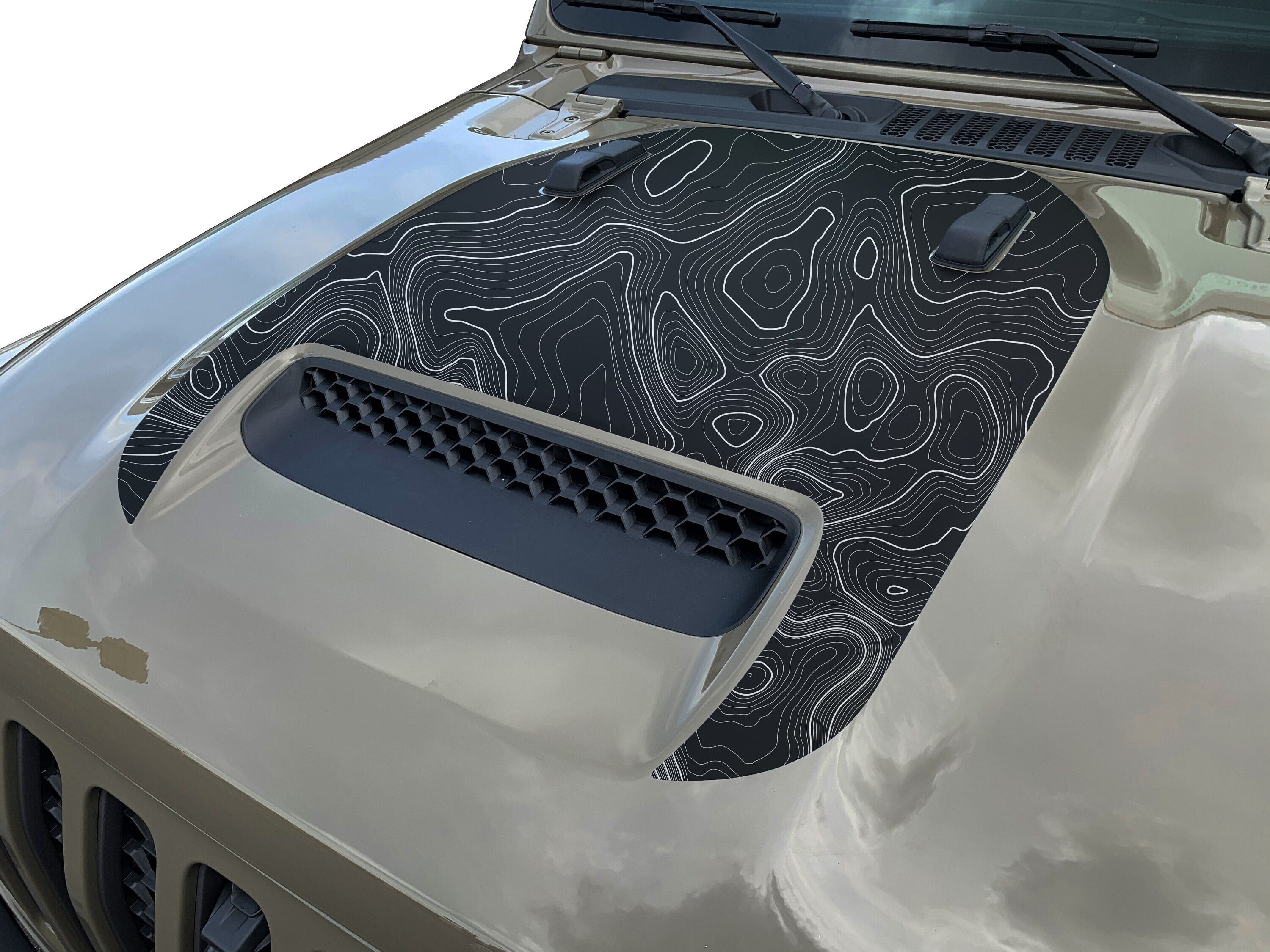 Topographic Topo Hood Decal Compatible With 2018-2024 Jeep Wrangler JL ...