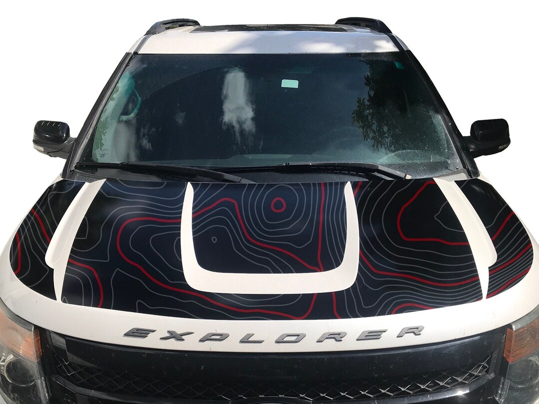 Custom Topographic Topo Hood Wrap Blackout Decal Compatible With 2013 ...