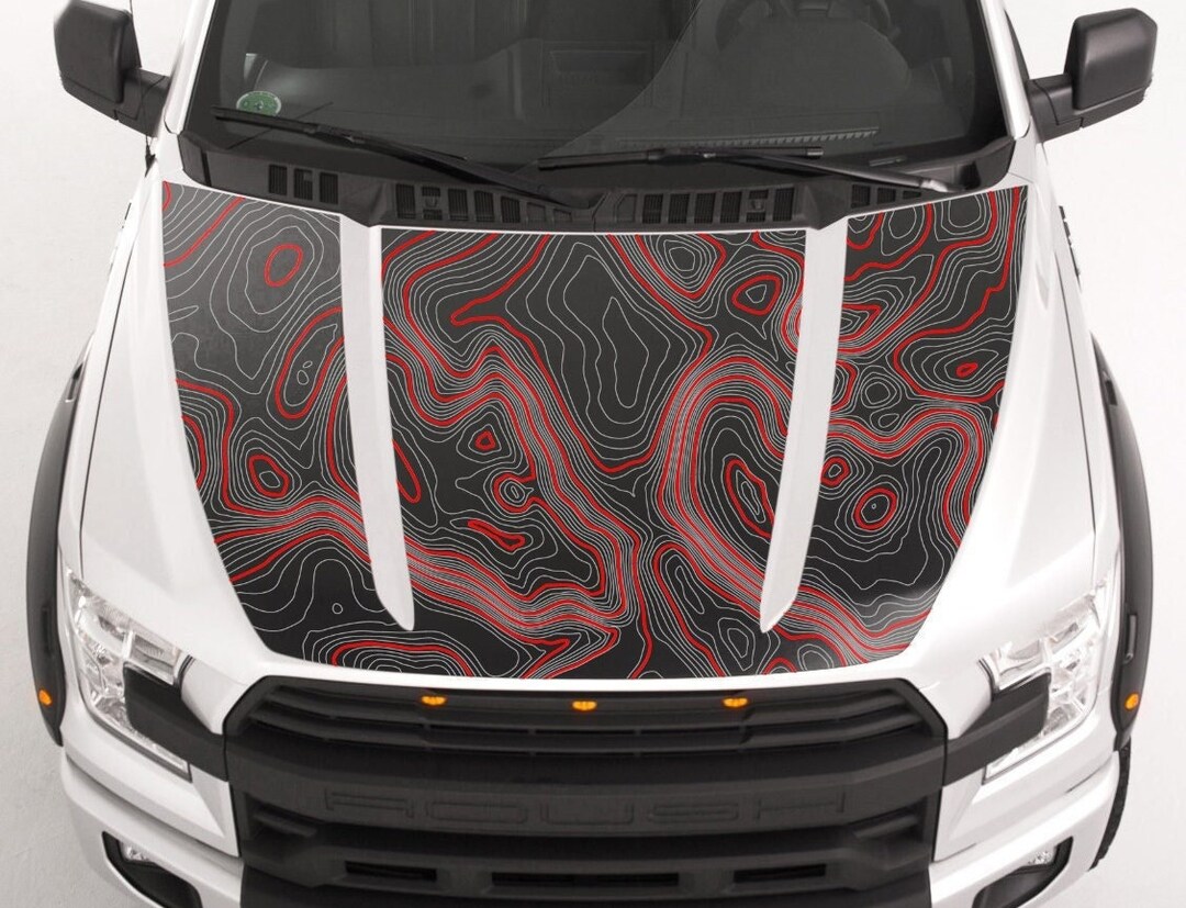 Customizable Topographic Hood Wrap Blackout Decal Compatible With F150 ...