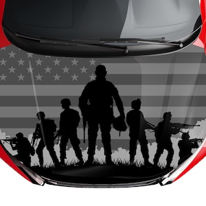 Military Soldier American Flag Hood Wrap Vinyl 52 X 72 10 Year 3m Wrap ...