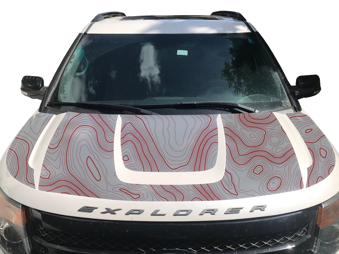 Custom Topographic Topo Hood Wrap Blackout Decal Compatible With 2013 ...