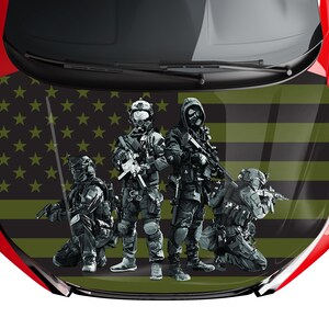 Military Soldier American Flag Hood Wrap Vinyl (52" X 72") 10 Year Wrap ...