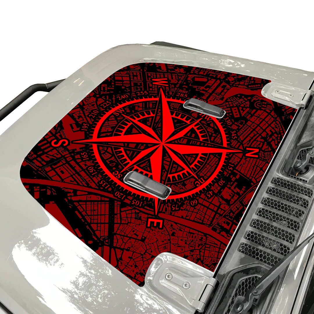 Compass Rose Map Hood Decal Compatible With Jeep Wrangler JL Gladiator ...